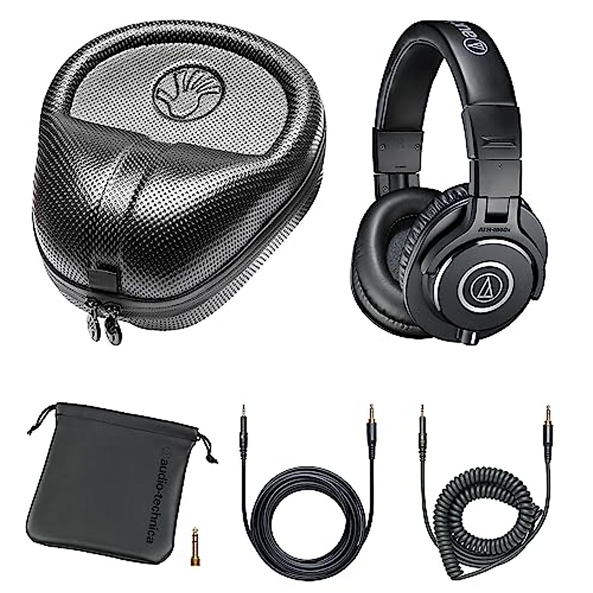 Audio-Technica ATH-M40x Professional Studio Monitor Headphones + Slappa Full Sized HardBody PRO Headphone Case (SL-HP-07)