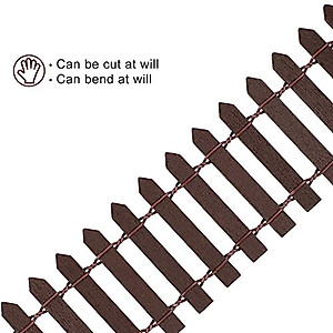 OUNONA Miniature Garden Fence Wooden Picket Fence Border Bonsai Fairy Garden Decoration Ornament (Coffee)