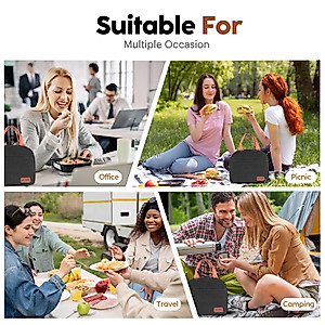 Lunch Bag Lunch Box for Women & Men, Large Capacity Insulated Lunch Bag for Adult, Leakproof Reusable Lunch Tote Bags for Work/Office/Travel/Picnic (Black)