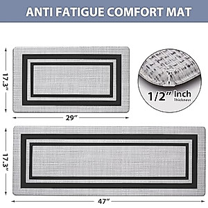 WEZVIX Anti Fatigue Kitchen Floor Mat 2 PCS, 1/2 Inch Thick Comfort Cushioned Standing Mat Set, Non Skid Kitchen Rugs and Mats Waterproof PVC Memory Kitchen Mats for Floor Sink Office Laundry, Black