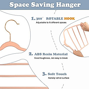 Tinfol Pink Pants Hanger Space Saving, 4pc Non Slip Velvet Clothes Hanger, Clothing Jeans Hangers, Multiple Trouser Hangers Closet Storage Organizer for Pants Jeans Scarf Towels Tie Towel Clothes