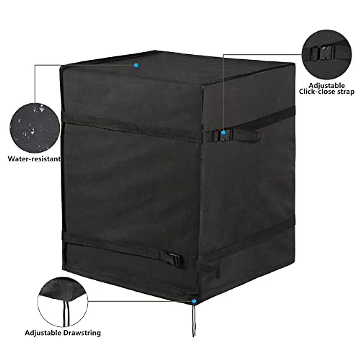 SORALEK Air Conditioner Cover for Outside Units, Universal Size, Black, Waterproof, Fits up to 21 x 16 x 15 inches
