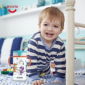 Evorie Tritan Toddler Sippy Cups 10 Oz Kids Water Bottle With Replacement Straw Bundle, Imaginations