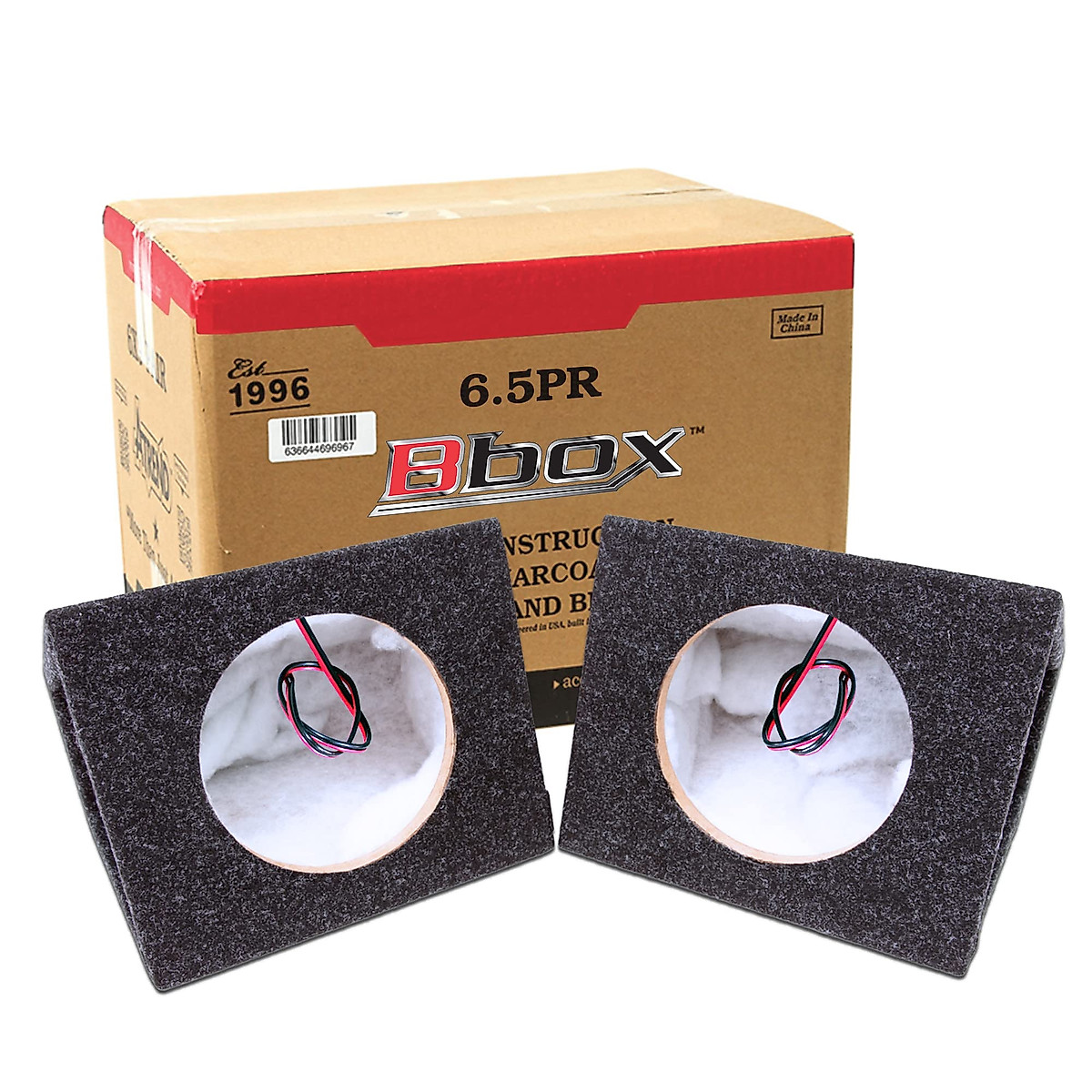 Atrend Bbox Pro Audio Tuned 6.5" Speaker Enclosures-Premium Speakers to Enhance Sound and Bass - Nickel Finish Speaker Terminals for Car or Truck - 18 Gauge Audio Cables-Speaker Set of 2 (Charcoal)