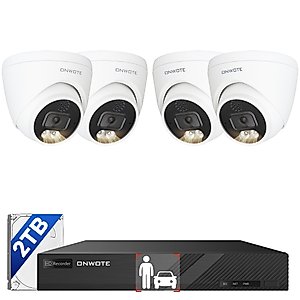 ONWOTE 2 Way Audio Wired 4K PoE Security Camera System, AI Human Vehicle Detection Trigger Color Night Vision, 4* 8MP 125° Wide View Angle IP Cameras, 8 Channel NVR 2TB, Two Way Talk CCTV Kit for Home