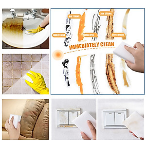 100Pack Magic Sponge Eraser, Large Melamine Foam Sponge in Bulk, Multi-Functional Cleaning Sponges Scrubber Pads, Household Cleaner for Kitchen, Oven, Bathroom, Bathtub, Sink, Wall, Shoes