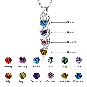 BAUMA AUTO Personalized Mother Name Necklace with 1-6 Heart Simulated Birthstones Mothers Pendant Necklace Engraved Family Necklace for Women Mother's Day Birthday (Style-4)