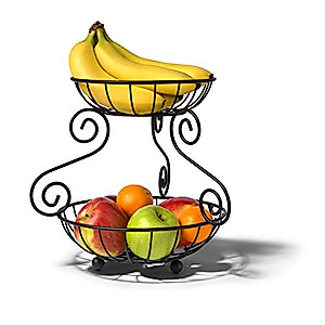 Spectrum Diversified Scroll 2-Tier Server for Serving Displaying and Storing Fruit Vegetables Produce and More, Black