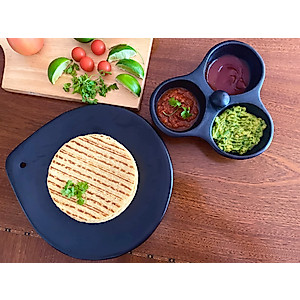Comal for Tortillas 10 Inches Cayana Grill Griddle Pan Black Clay, 100% Handcraft Organic Cookware and Tableware Enhance Food Flavor and Take Care of our Planet