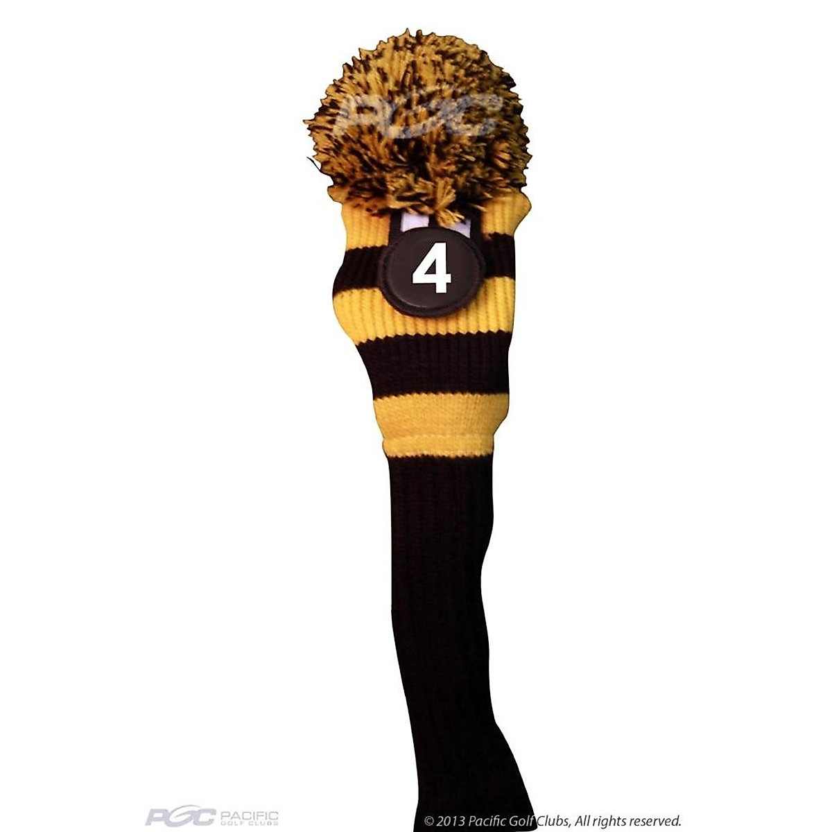 Majek #3 & #4 Hybrid Combo Pack Rescue Utility Black & Yellow Golf Headcover Knit Pom Pom Retro Classic Vintage Head Cover