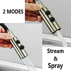 PULL Down kitchen faucet spray head G1/2 male or 13/16inch 2 Functions kitchen faucet head Replacement Part Pull Out Spray Head Kitchen Faucet Compatible for kraus/Giagni facuet brands Brushed Nickel