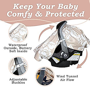 B.Loved Baby - Multi-Use Protective Baby Canopy and Playmat, Nursing or Breastfeeding Cover, Weather-Proof Baby Seat Cover, Car Seat, Shopping Cart, High Chair, and Stroller Cover, Pink