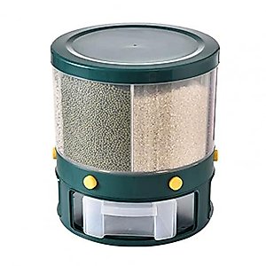 Rice Storage Container Rice Bucket Easy Dispensing Rotating Food Grade Large Capacity Practical 6-Grid Leak-Proof Rice Storage (Color : Wit)
