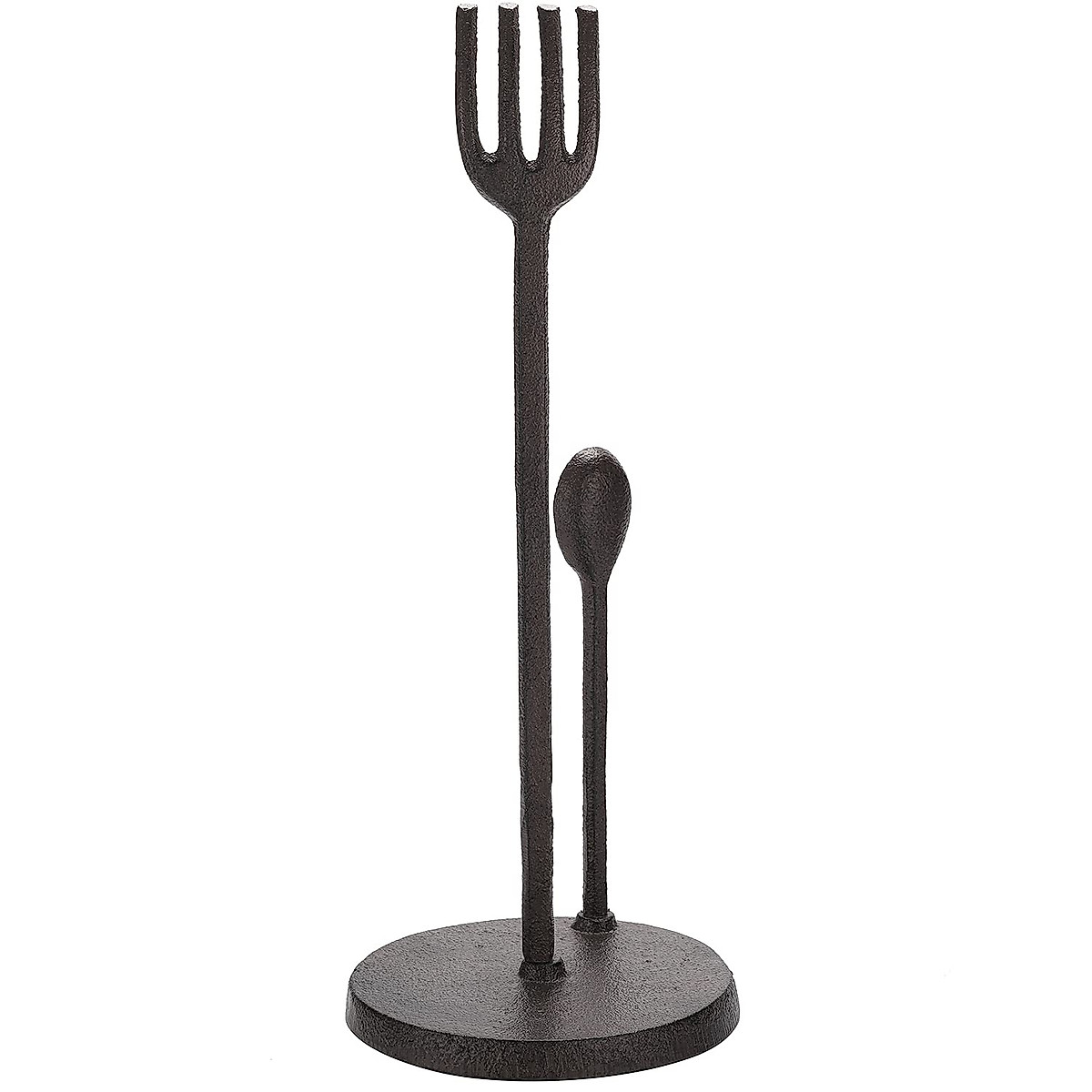 MyGift Cast Iron Farmhouse Paper Towel Holder Countertop with Fork and Spoon Design
