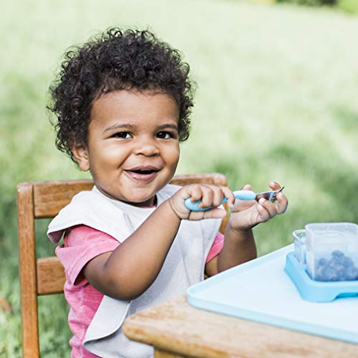 green sprouts Stay-dry Toddler Bib (3pk) | Convenient stay-put protection | Wide coverage & waterproof, Pull-over design, Bibs, One Size, Blue Set (Navy, Blue, Grey)