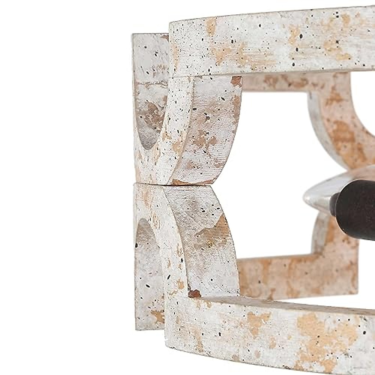 Farmhouse Wood Semi Flush Mount Ceiling Light, Distressed White Vintage Drum Close to Ceiling Light Fixture for Bedroom, Hallway, Kitchen, Dining & Living Room, Foyer and Bathroom