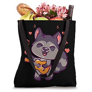 Valentine Raccoon Playing Guitar Heart Love Singing Raccoon Tote Bag