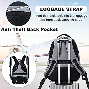 ANKUER Backpacks for Men Women, Backpack Fits Up 15.6 in Laptop Backpack for Travel, Backpacks with USB Charging Port, Work Business Backpack for Women (Grey)