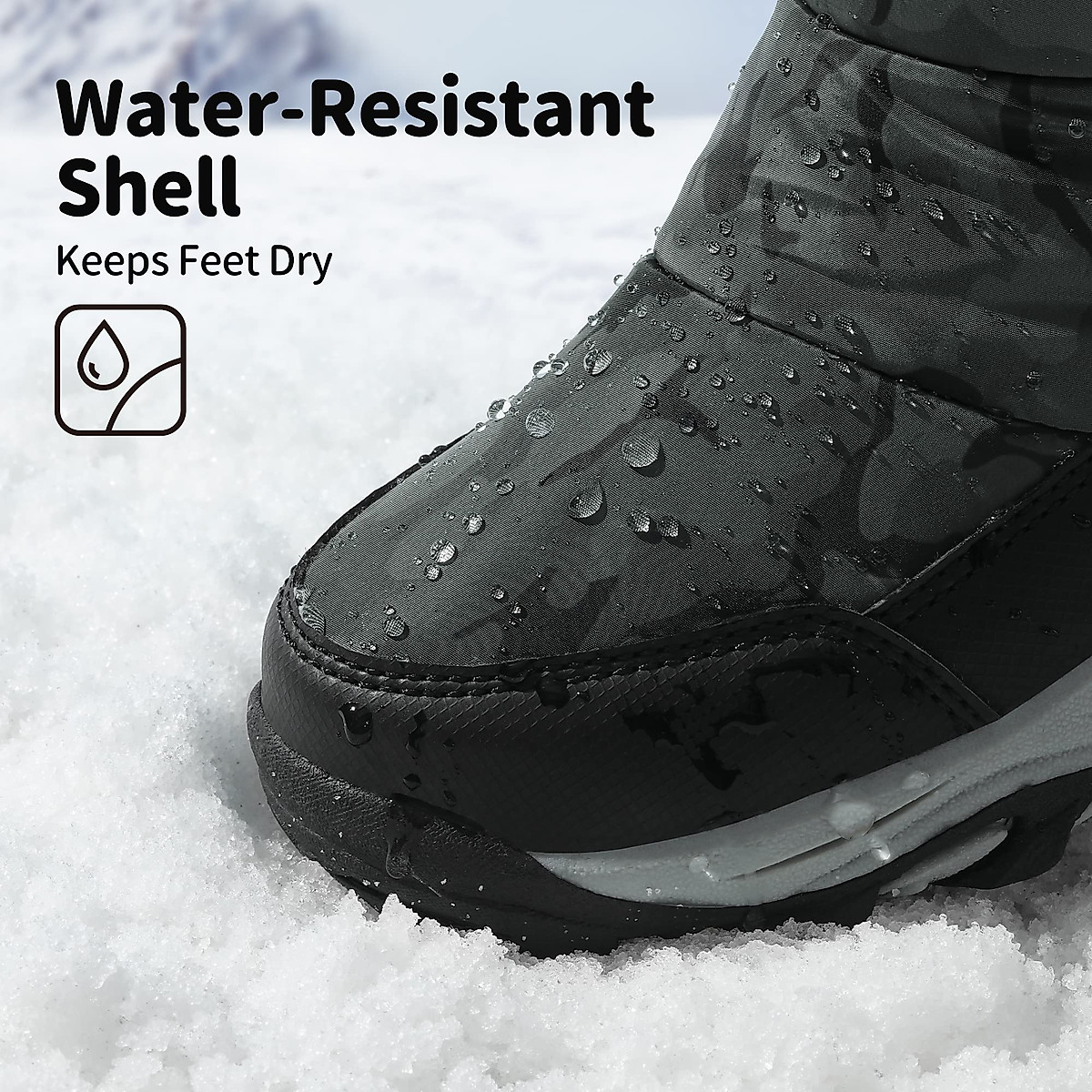 DREAM PAIRS Boys Girls Winter Snow Boots Waterproof for Toddler/Little Kids Camouflage/Gray Size 2 Little Kid SDSB2222K