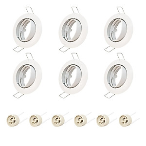 ECHENLED 6 Pack EC8145-3G LED Downlight Fixture Housing MR16 Cut Out Size: 3inch Aluminium GU10 Trimless Recessed Round Frame (White)