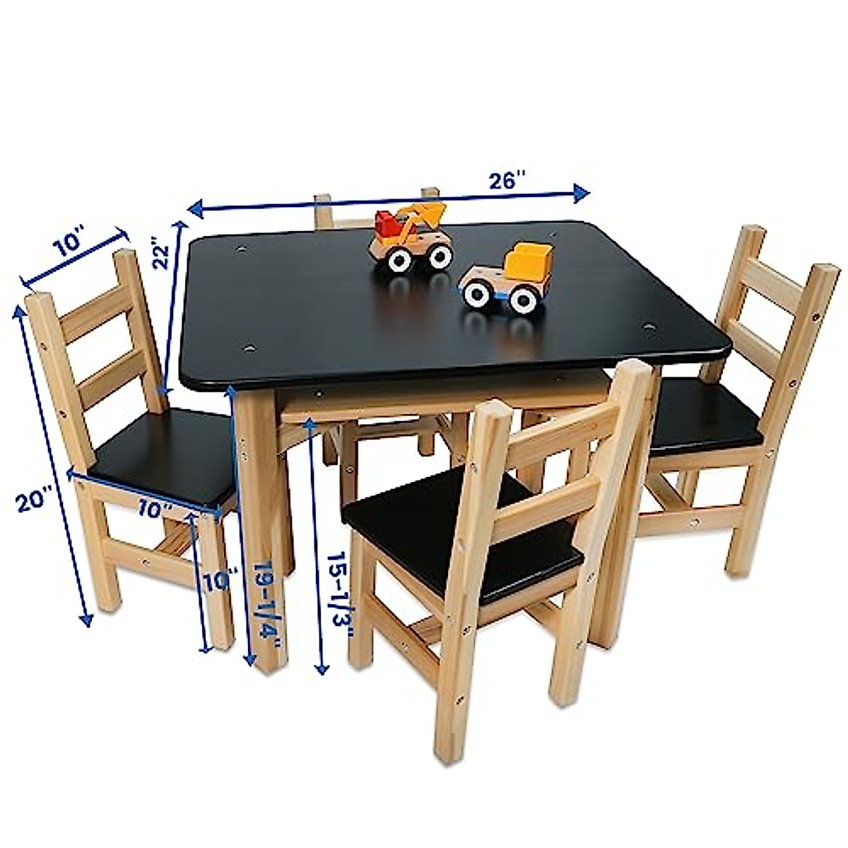 CONSDAN Kids Chairs (2 Pack), USA Grown Solid Poplar Hardwood Children's Chairs for Arts, Crafts, Homework, Meals Time (Kids Chairs (2 Pack))