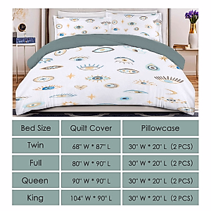 Todeyya Nazar Evil Eye Pattern Duvet Cover (Queen Size 90"x90") with 2 Pillow Shams, Microfiber Lightweight 3pcs Comforter Cover Set Coverlet, with Zipper Closure Bedding All-Season
