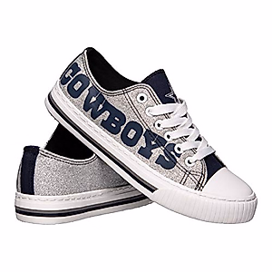 FOCO Dallas Cowboys NFL Womens Glitter Low Top Canvas Shoes - 9
