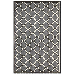 Modway Avena Moroccan Quatrefoil Trellis 5x8 Indoor and Outdoor In Gray and Beige