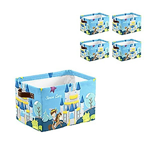 Cute Dragons Knight Castle Personalized Storage Bins Custom Baskets Cubes Organizer With Handle for Home Nursery Supplies Clothes Toy 2 Pack