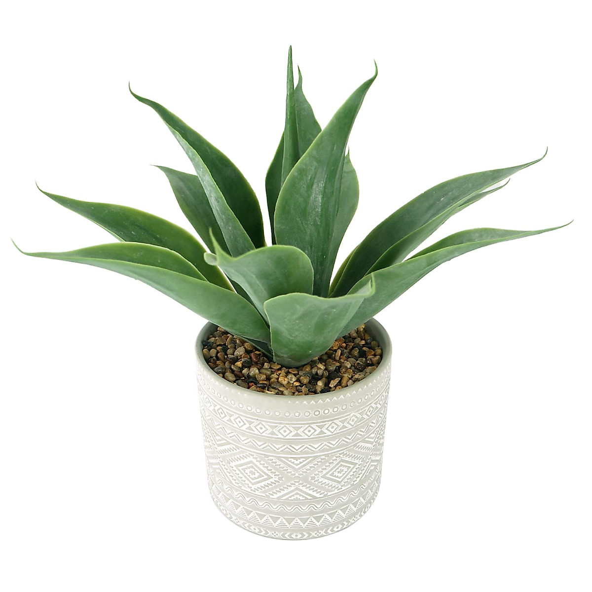Hisow Artificial Potted Plants, 13.8" Artificial Succulent Fake Aloe, Large Faux Aloe Plant in Pot for Home Office Room Bathroom Garden Decor (White)