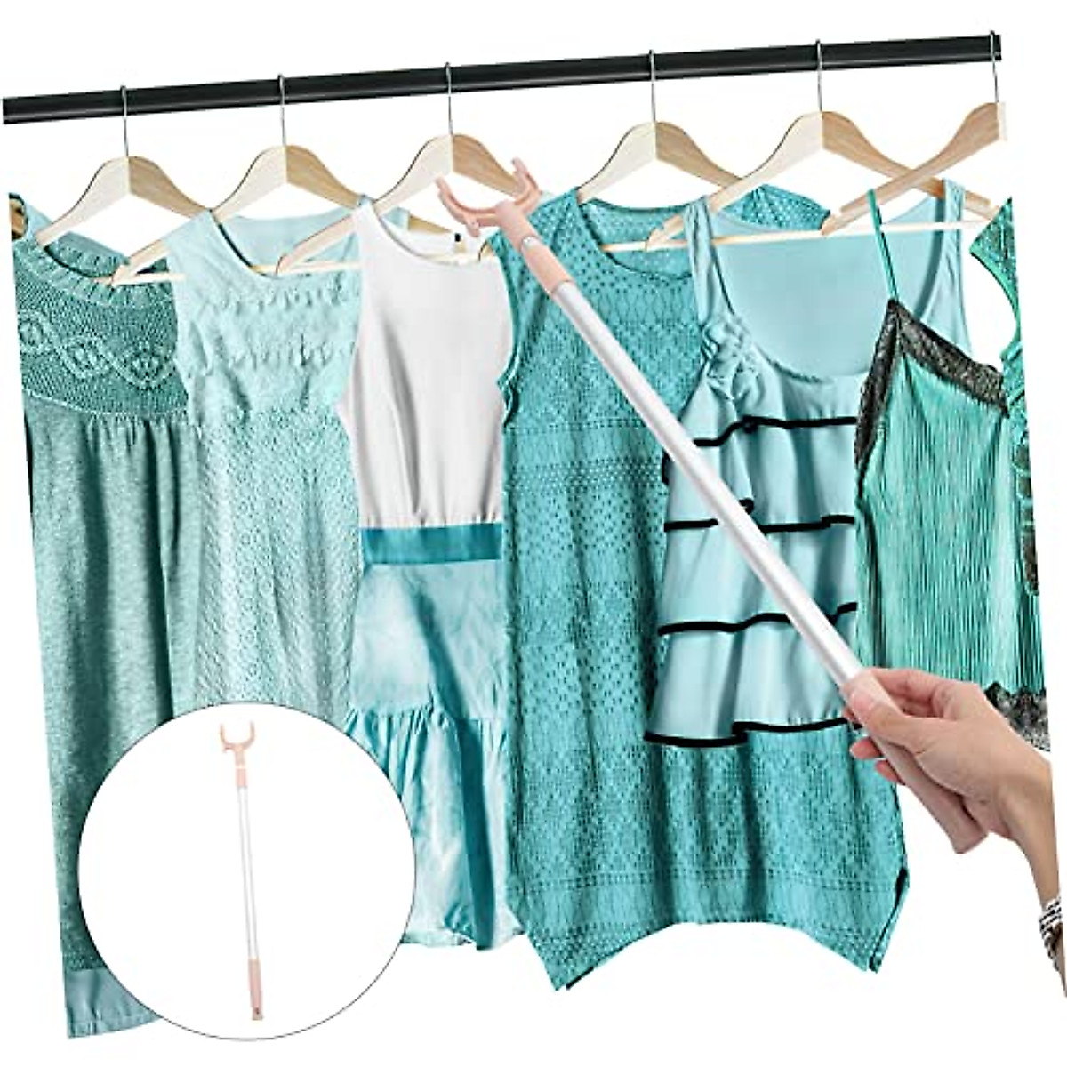 Zerodeko Retractable Clothes Rail Outdoor Clothing Adjustable Hitch Plastic Hanger Household Clothes Forks Garment Hook Reach Pole Closet Rods for Hanging Clothes Simple Pole for Clothes