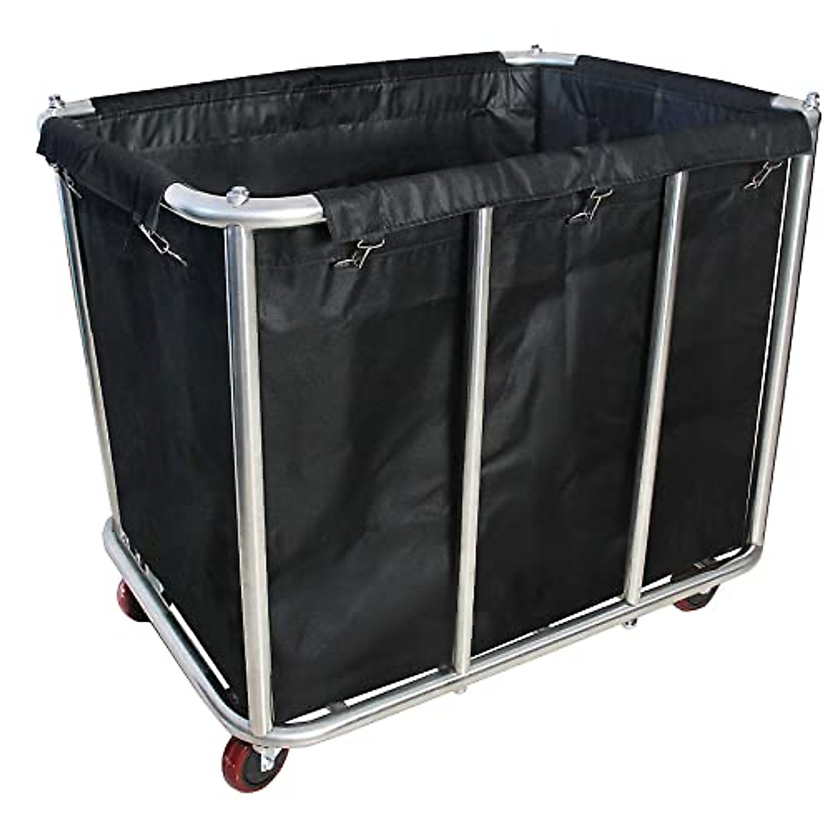 Laundry Cart,Industrial Commercial Large Rolling Laundry Cart Dirty Clothes Bin with Wheels,Heavy Duty Canvas Hamper,11.5 Bushel,260LBS Load Laundry Cart (Black)