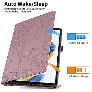 Oaxrui 360°Rotate Case for Samsung Galaxy Tab A8 10.5 (2021) SM-X200 X205 Anti-slip standing Cover Textured Tree Pink