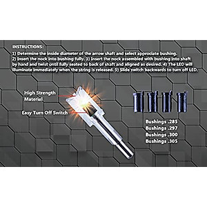 DEEPOWER Crossbow Lighted Nock with ON/Off Switch 4 Pack with .285”/.297”/.300”/.305” Bushings LED Nock Universal Fit for Bolts (Strobe)