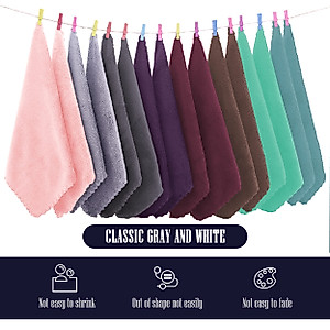 16 Count Premium Makeup Remover Cloths- Super Soft Not Wear Skin - 8×8 Inches - Highly Absorbent Microfiber Coral Velvet Fingertip Face Towels Washcloths for Hand and Make Up, Quick Dry- Classics