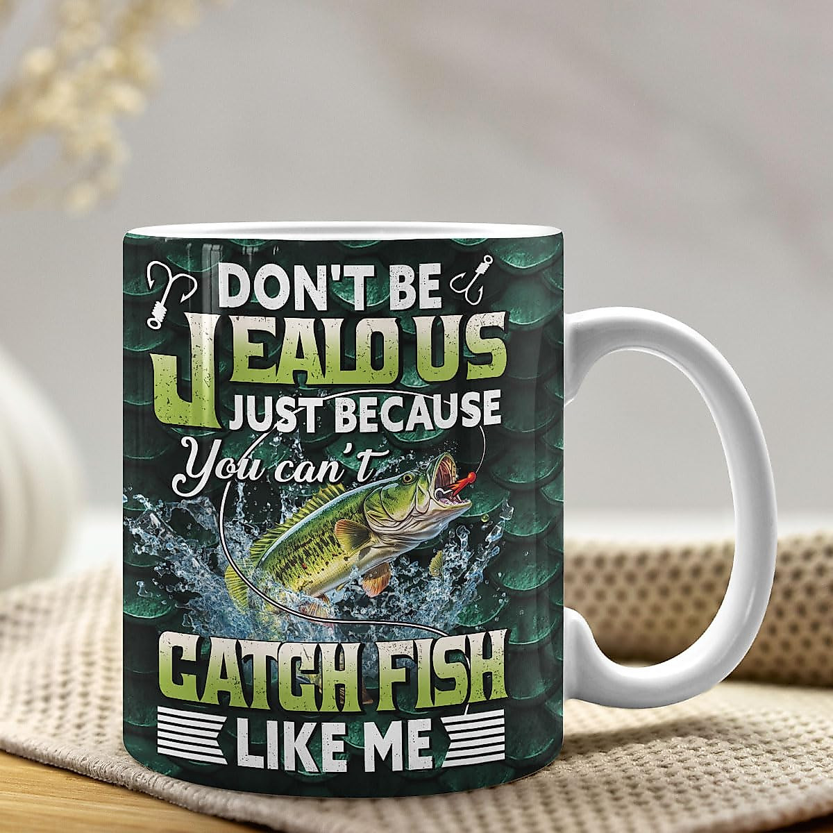 White Ceramic Coffee Mug Photo Mugs Personalized Picture Custom Name Fisherman Retirement Gifts For Men Fathers Day Dad Fishing Novelty Tea Cup Table Desk Accessories 11 And 15 Oz