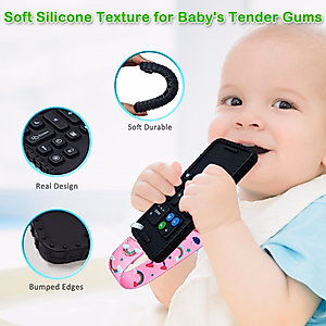 Andywoo Teething Toys for Babies 0-6 Months 6-12 Months, Baby Teething Remote Control Teether Toys, Cell Phone Teether for Babies, Chew Toy for Baby, Silicone Sensory Baby Teethers Toys - Black