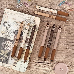 BAYTORY 8Pcs Cute Retractable Erasable Gel Pens, Blue and Black Ink Pen with Eraser Clear, Smooth Writing Comfortable to Use for Note Taking Marking Planner Crossword Puzzles (Coffee)