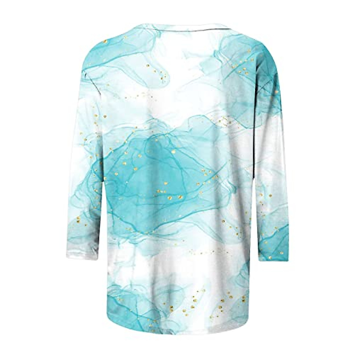 Womens Tunic Tops 3/4 Sleeve Tops Cute Trendy 2023 Spring Shirts Graphic Tees Casual Regular Fit Crewneck Marble Print Blouse