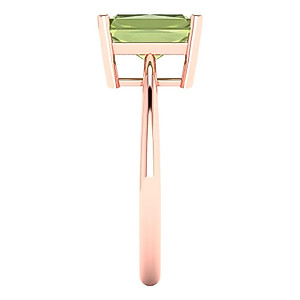 Clara Pucci 2.5ct Radiant Cut Solitaire Natural Peridot Engagement Wedding Bridal Promise Anniversary Ring 18K Rose Gold Size 7
