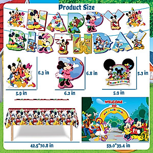 Mouse Birthday Party Decorations, Mouse Birthday Party Supplies Include Banner, Hanging Swirls, Latex Balloons, Foil Balloons, Backdrop, Tablecloth, Mouse Party Favors Party Gifts