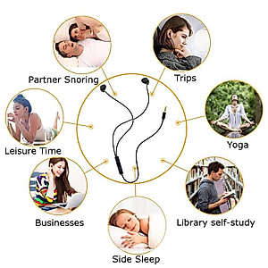 Sleeping Earbud Headphones - Ultra Flexible Silicon Earplugs Noise Cancelling Wired Sleep Earphones with Microphone for Sleeping, Insomnia, Snoring, Air Travel, Relaxation, ASMR (Black)