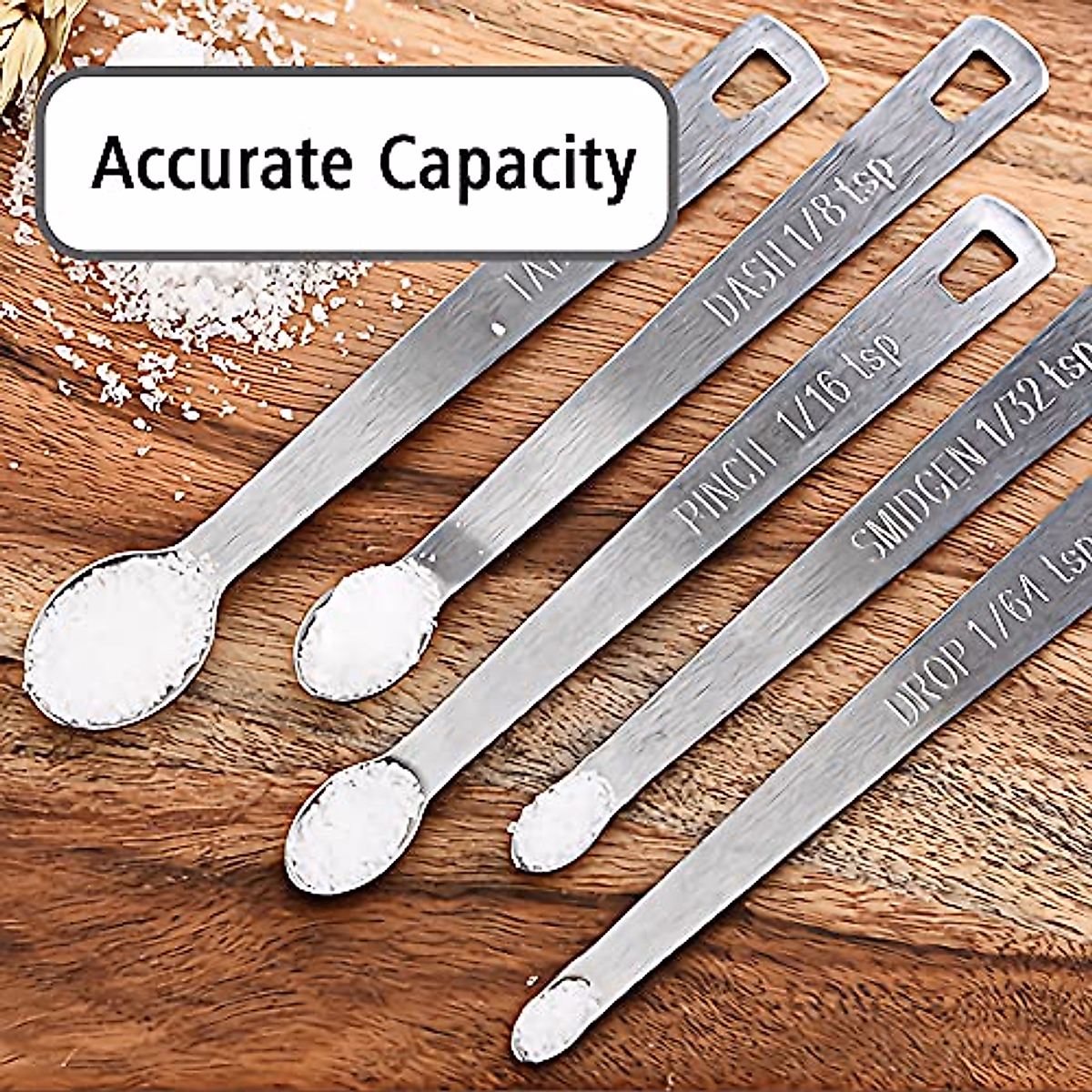 BERYLER 2 PCS 1/8 Teaspoon(1/8 Tsp | 0.625 mL | 0.625 cc | 0.02 oz) Single Measuring Spoon, Small Measuring Spoon Only, Individual Tiny Measuring Spoons, Stainless Mini Measuring Spoons for Cooking