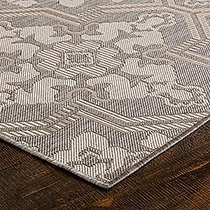 HOMEGNOME Indoor Outdoor Portico Area Rug (8'x10', Silver Grey)