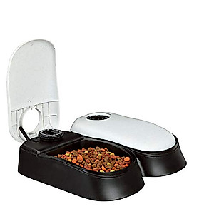 PAWISE Automatic Cat Feeders 2 Meal Automatic Dog Feeder,Dog/Cat Food Dispenser 1.5 Cups, Schedule Meal or Treat, with 48-Hour Timer
