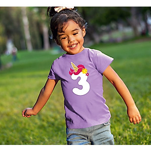 3rd Birthday Girl Outfit Unicorn 3 Year Old Toddler Third Birthday Girl Shirt 3t (4 Years, Purple)