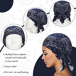 Geyoga 6 Pcs Chemo Headwear for Women Turban Beanie Caps Cancer Head Scarves Hair Loss Beanie Headwear for Yoga Running (,Elegant Style) Multicolor