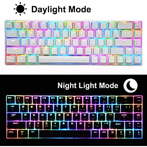 60% Mechanical Gaming Keyboard Blue Switch Mini 68 Keys Wired Type C 18 Backlit Effects,Lightweight RGB 6400DPI Honeycomb Optical Mouse,Gaming Mouse pad for Gamers and Typists (White)