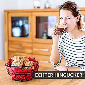 Fruit Bowl for Kitchen Counter - Fruit Basket for Kitchen Countertop - Black Fruit Bowls Vintage Style - Keeps Fruits and Vegetables Fresh - 10.2 x 4.7 x 5.3 in