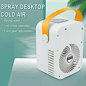 Portable Air Conditioner, 3-In-1 Personal Mute Air Cooler Mini Evaporative Fan, 7 Colors Light, 3 Spray Modes Desk Cooling Fan for Office Bedroom Kitchen Camping Car (White)